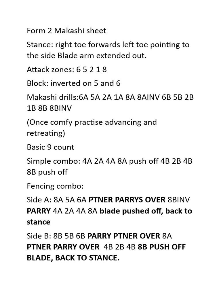 Form 2 Makashi Sheet | PDF