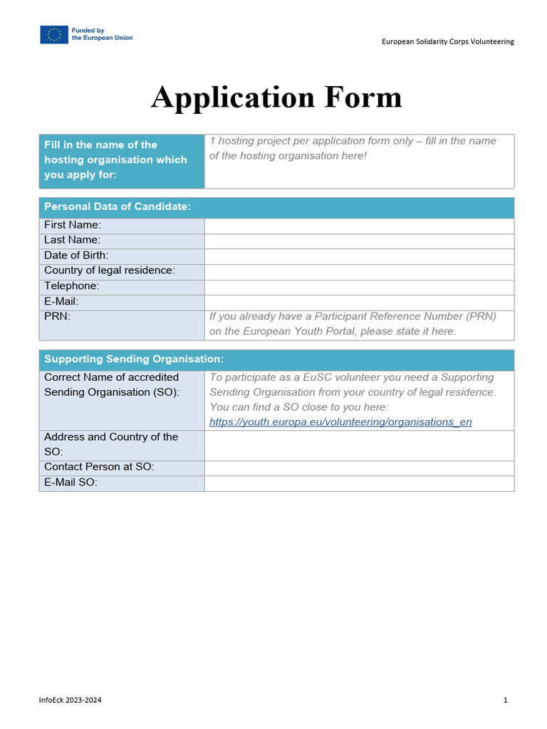 Application Form - EuSC Volunteering - 2023-24 - 2 | PDF | Games ...