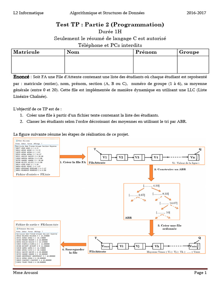 Test TP Programmation Sujet 2 | PDF
