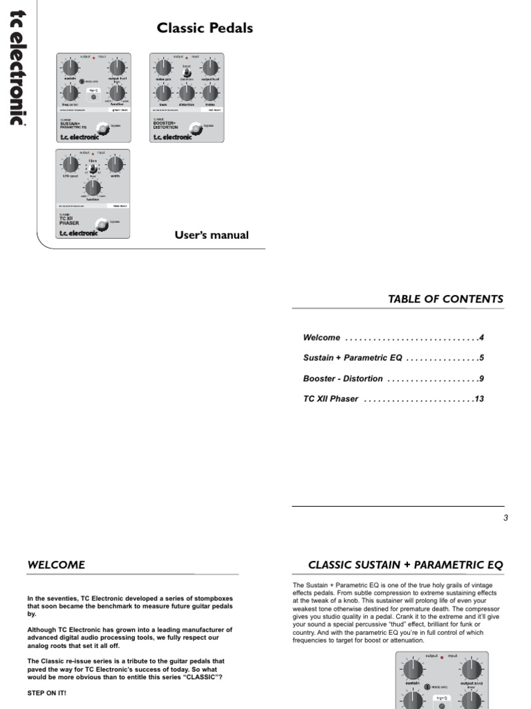 Classic Pedals User Manual | PDF