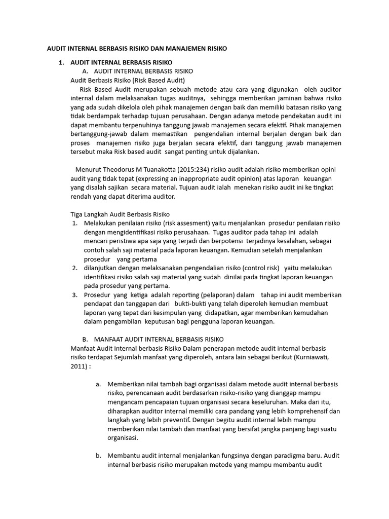 Audit Internal Berbasis Risiko Dan Manajemen Risiko | PDF