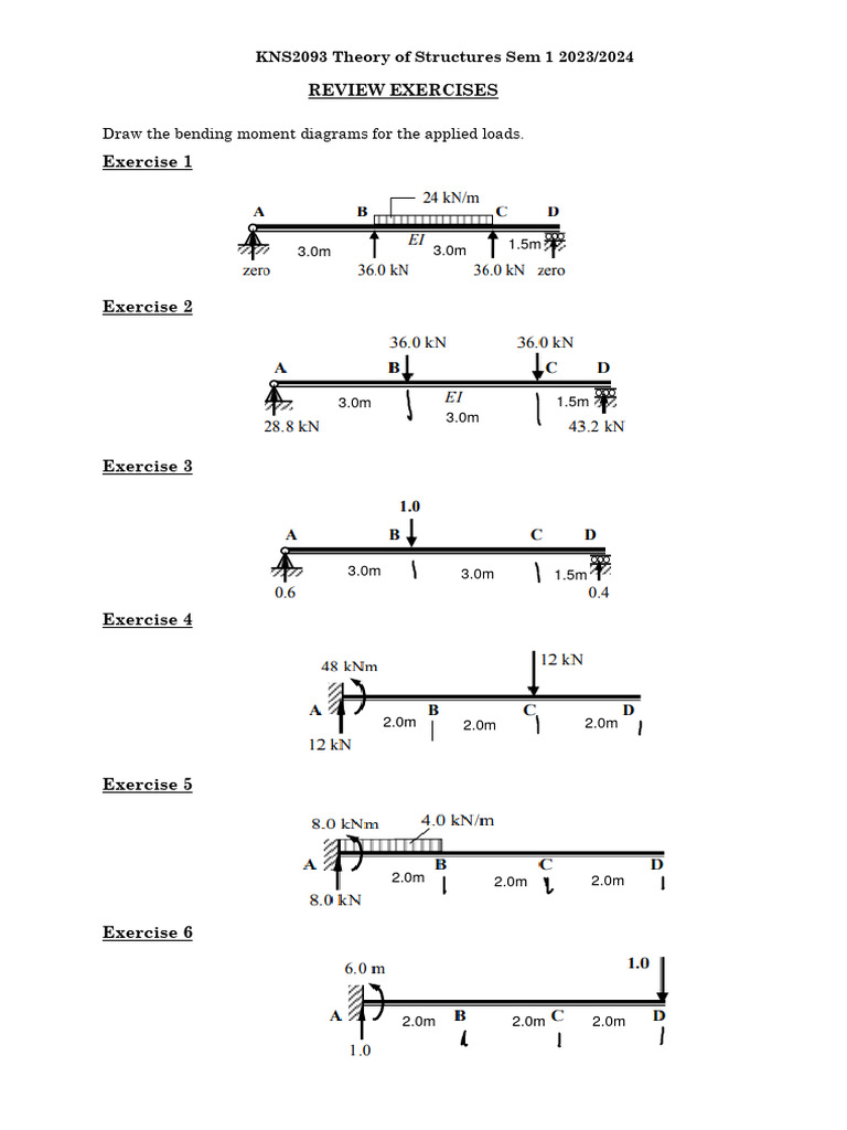 Review Exercises Beams 61123 | PDF | Teaching Methods & Materials ...