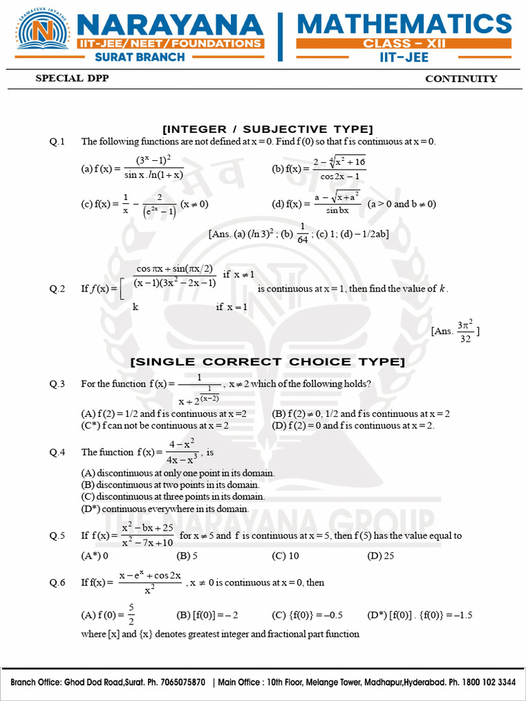 Special DPP 2 | PDF | Function (Mathematics) | Integer