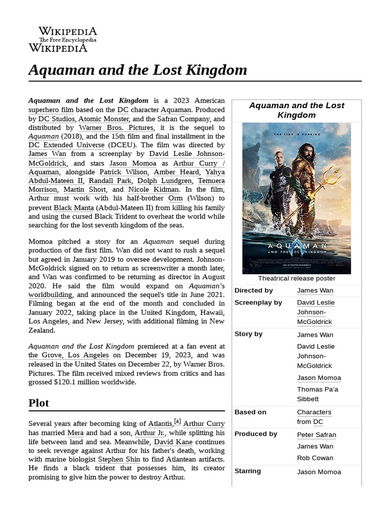 Aquaman and The Lost Kingdom | PDF