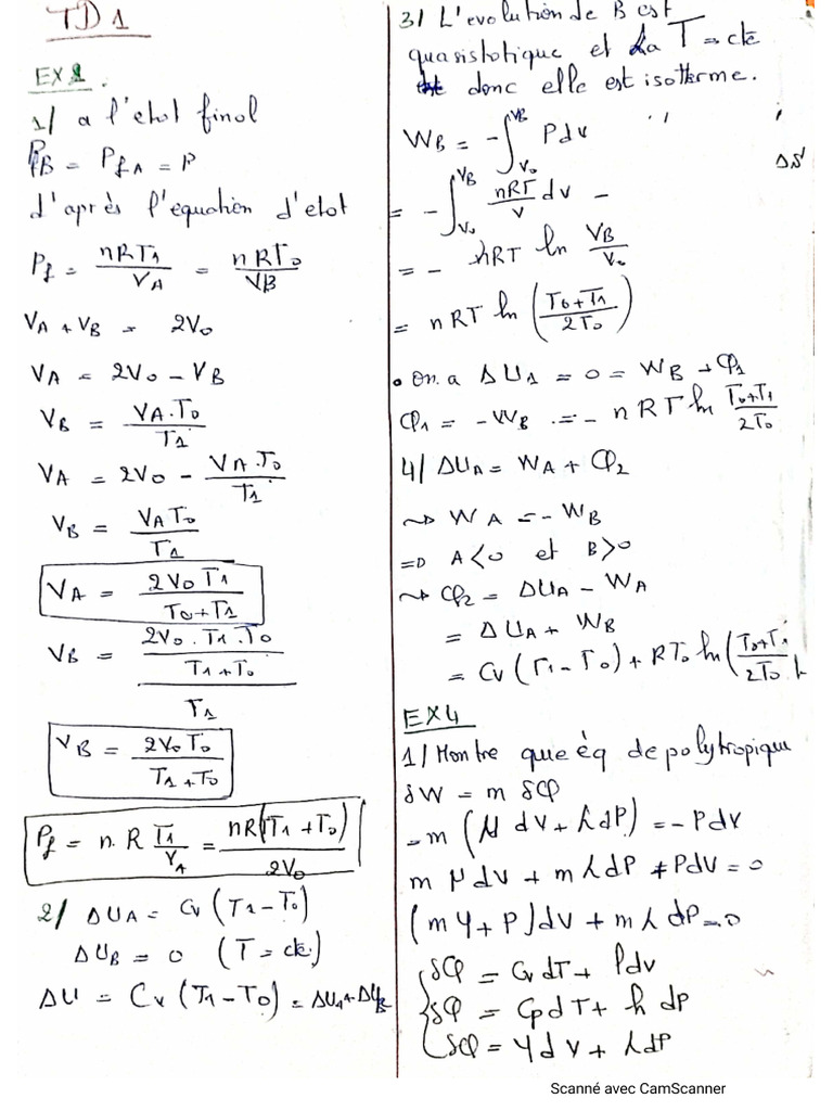 TD Thermodynamique 2 Correction | PDF