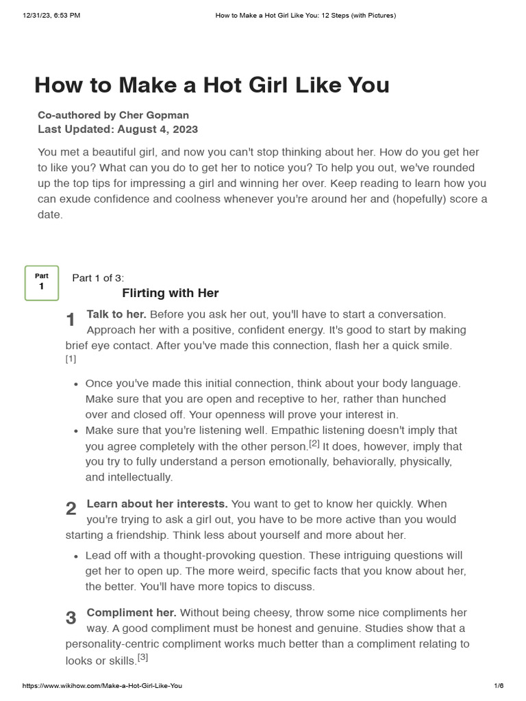 How To Make A Hot Girl Like You 12 Steps With Pictures Pdf Perfume Flirting