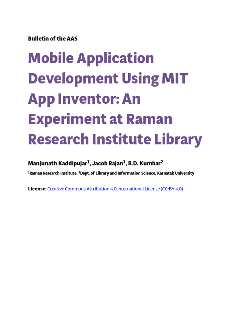 Mobile Application Development Using Mit App Inventor An Experiment At 0170