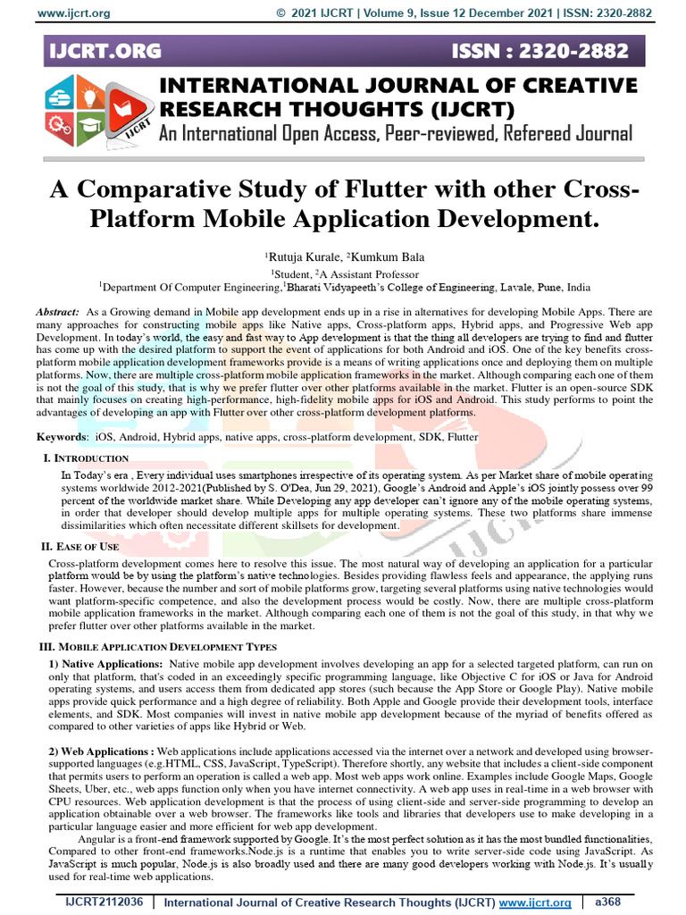 Flutter vs. Other Cross-Platform Tools | PDF | Mobile App | Cross Platform Software