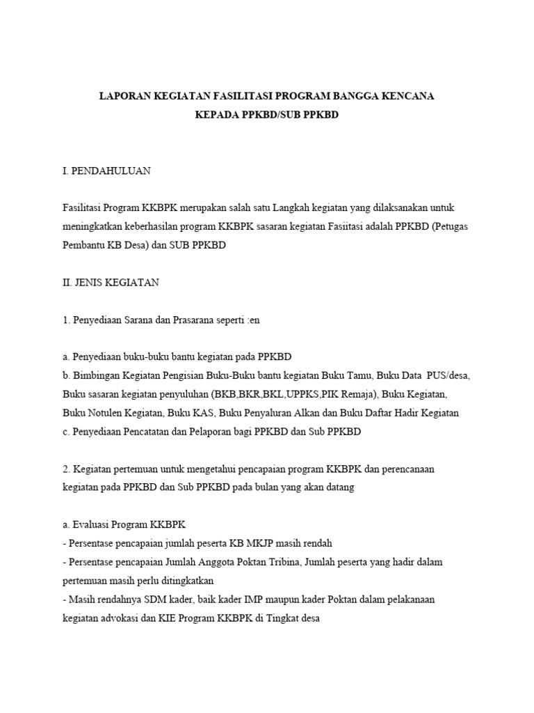 Laporan Kegiatan Fasilitasi PPKBD | PDF | Pengelolaan Keuangan & Uang