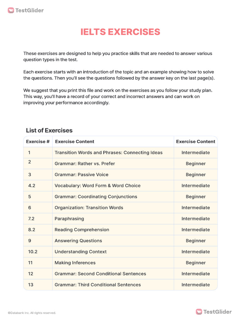 IELTS Exercises | PDF | Subject (Grammar)