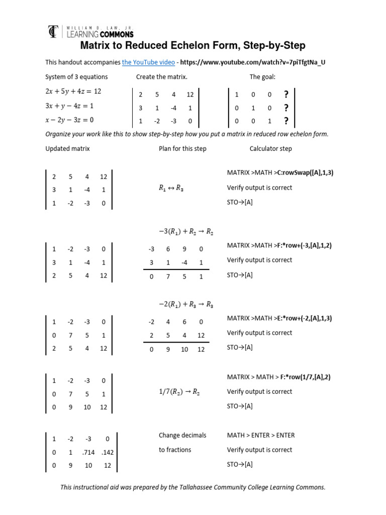 Matrix To Rref | PDF