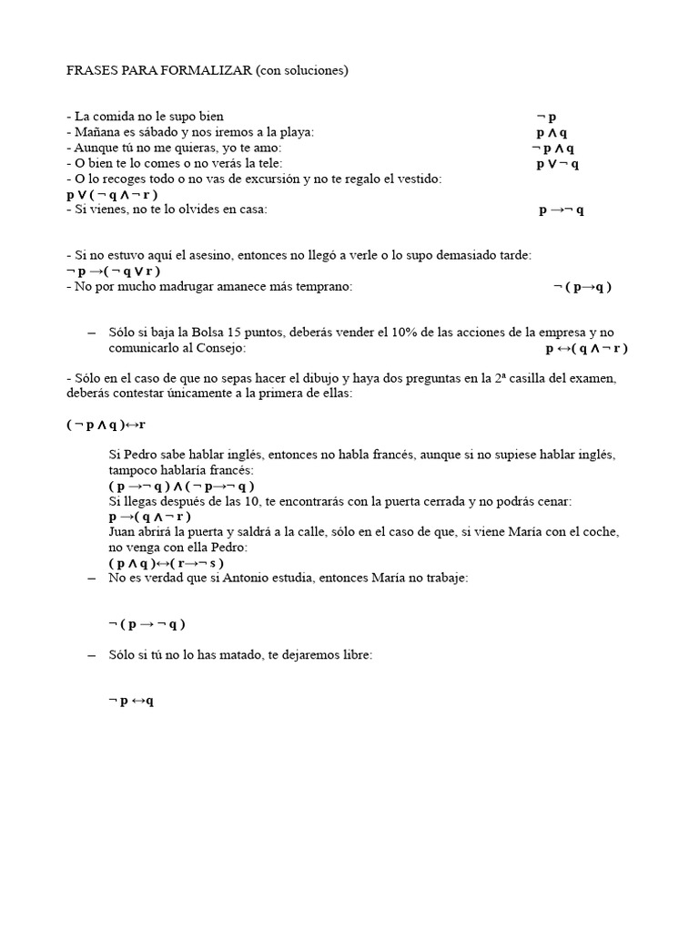 ejercicios formalizar con solución | PDF