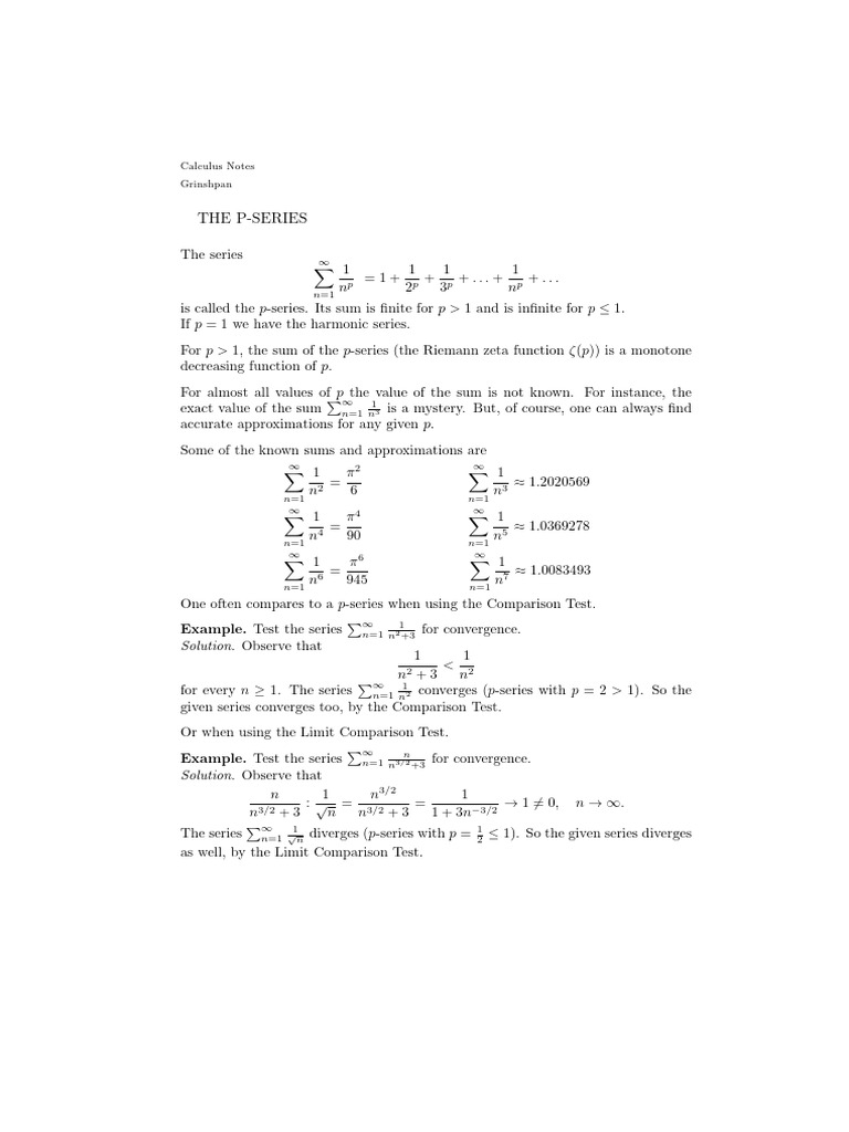 P Series | PDF | Infinity | Mathematical Analysis