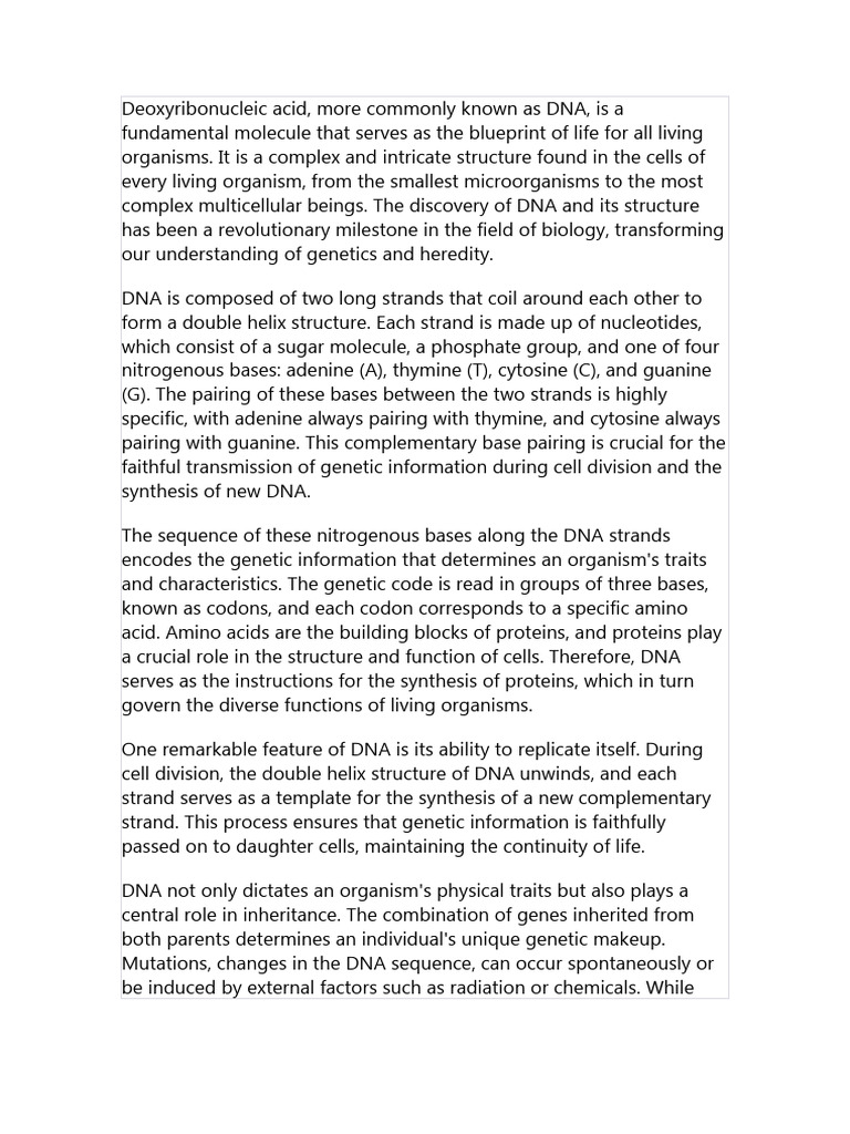 The History of Dna | PDF | Dna | Genetics