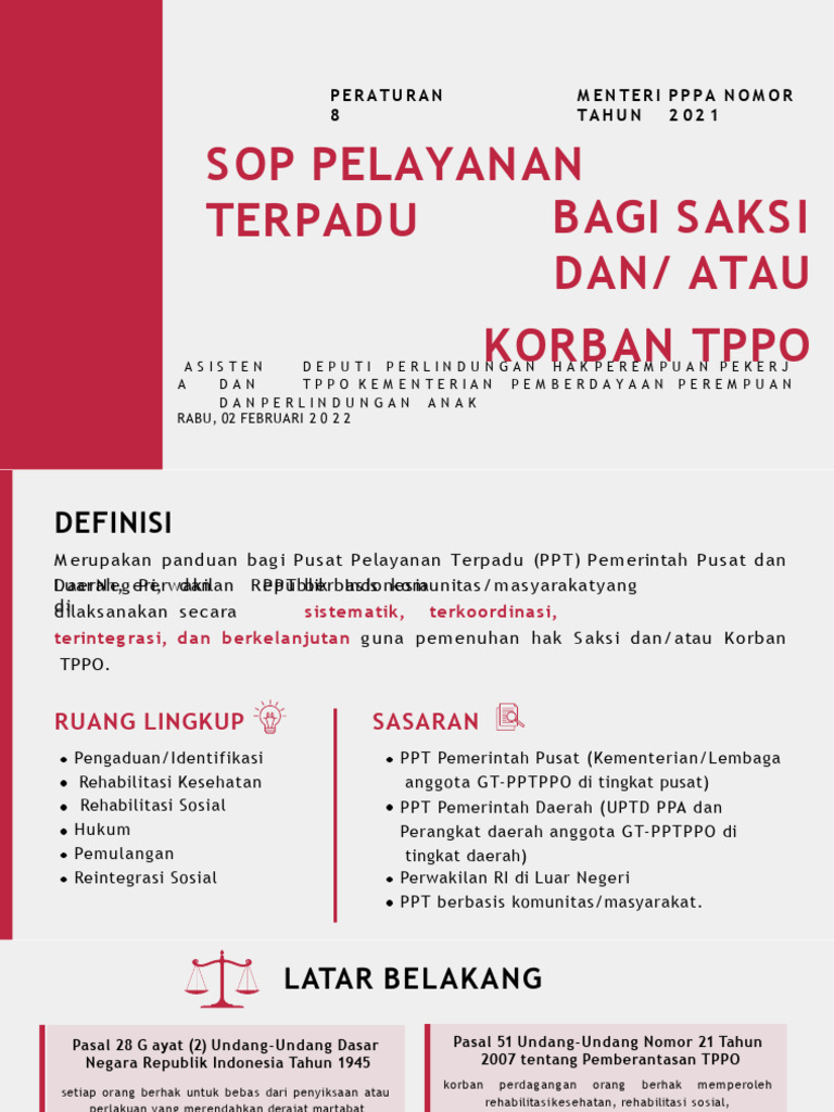 Pelayanan Terpadu Bagi Saksi Dan Atau Korban Tppo-1 | PDF
