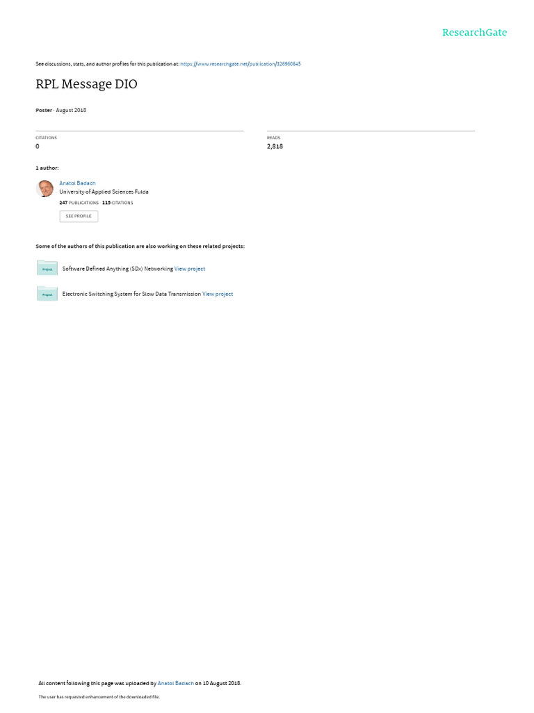 Anatol Badach ResearchGate RPL Message DIO | PDF