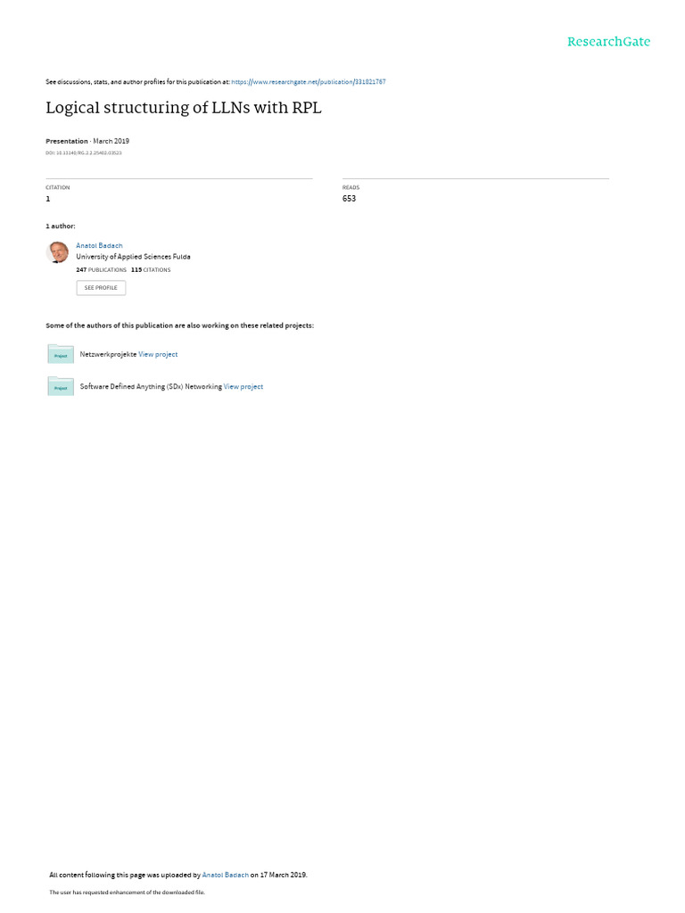 Anatol Badach Logical Structuring of LLNs With RPL ResearchGate | PDF