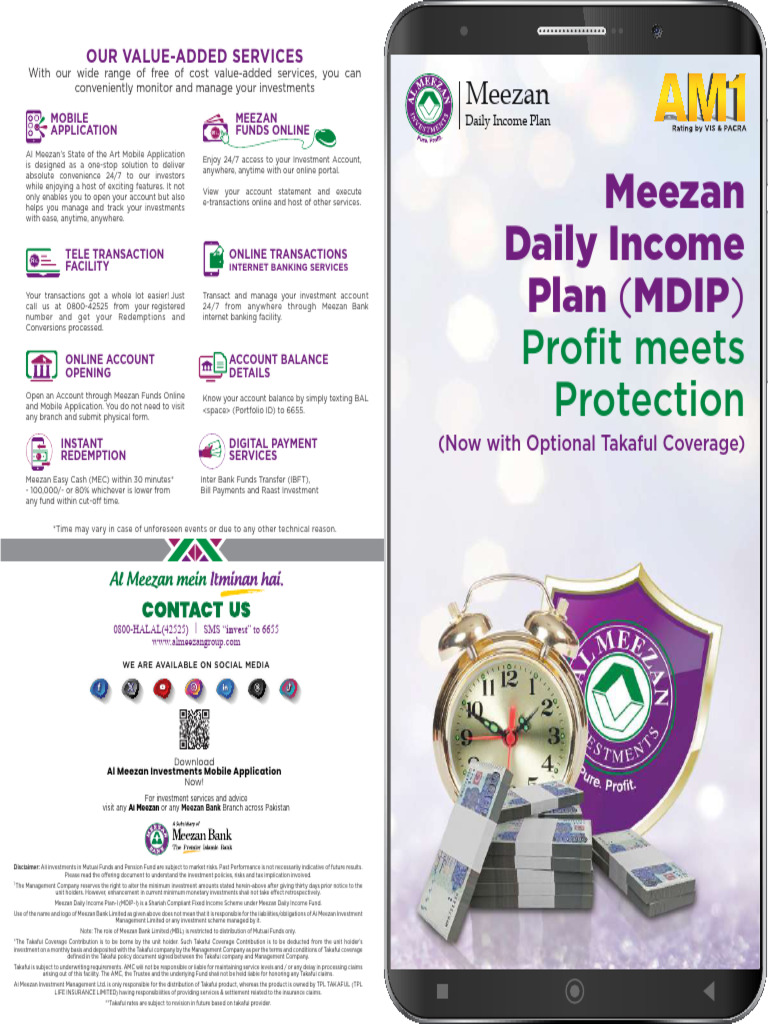Meezan Daily Income Plan | PDF | Islamic Banking And Finance | Investing