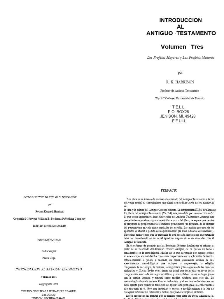 R.K. Harrison - Introducción Al AT Vol. III | PDF