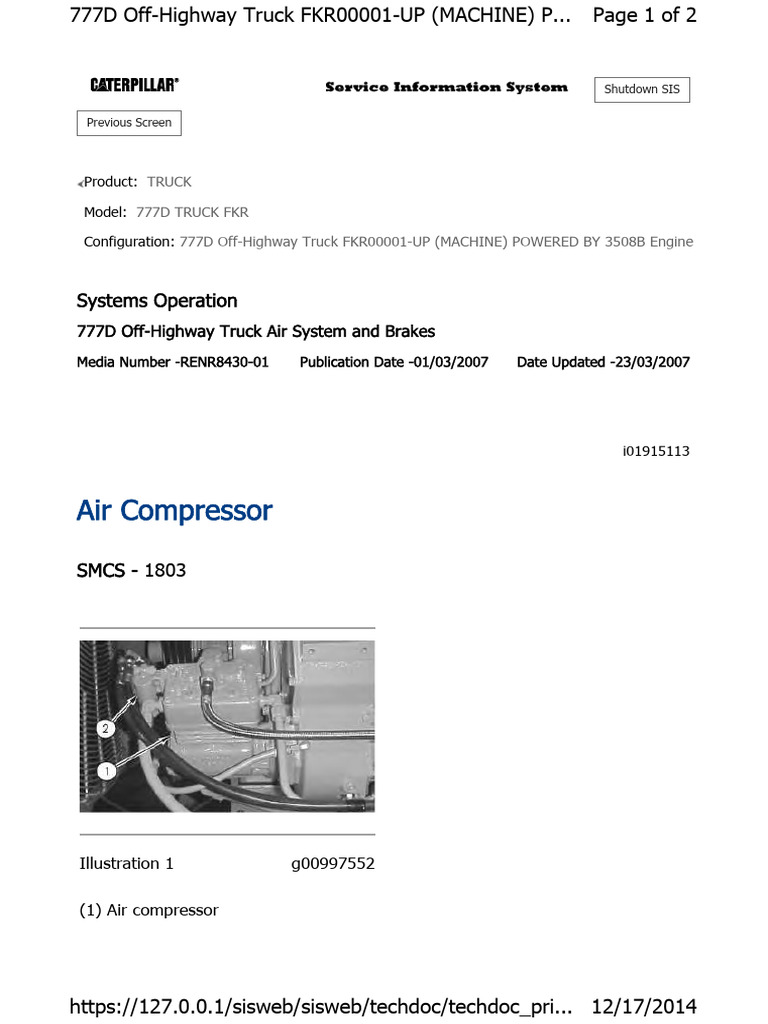 777D System Operation - Air Compressor | PDF