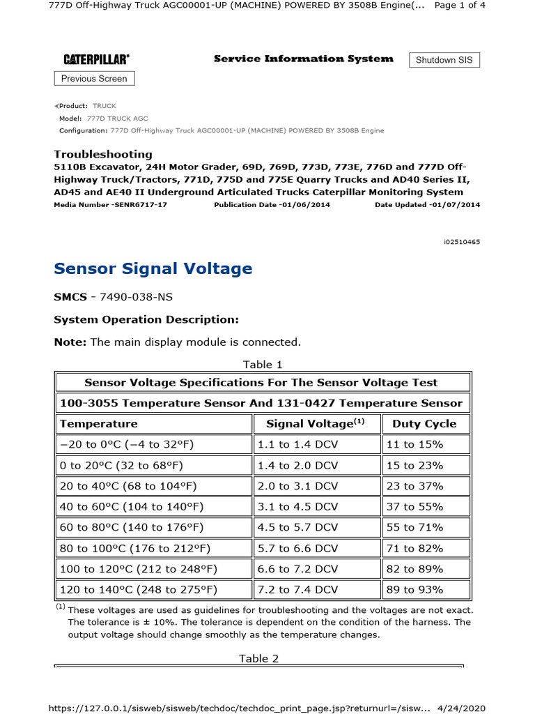 777D Sensor Signal Voltage | PDF
