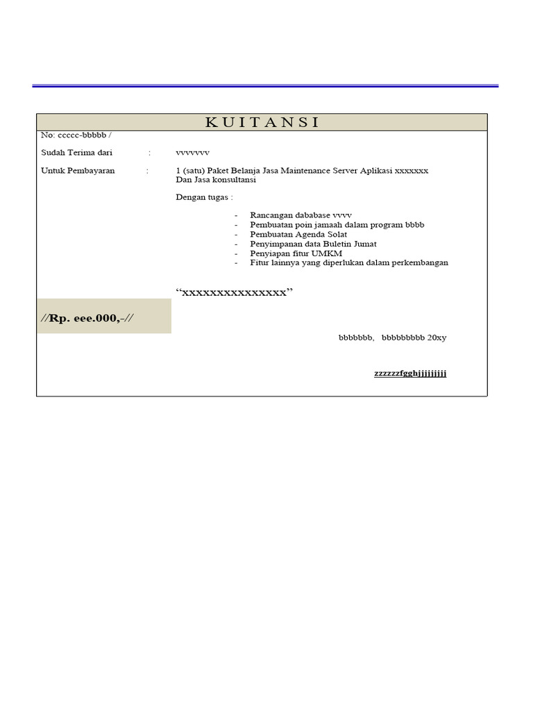 Kuitansi Pembayaran Jasa Server | PDF