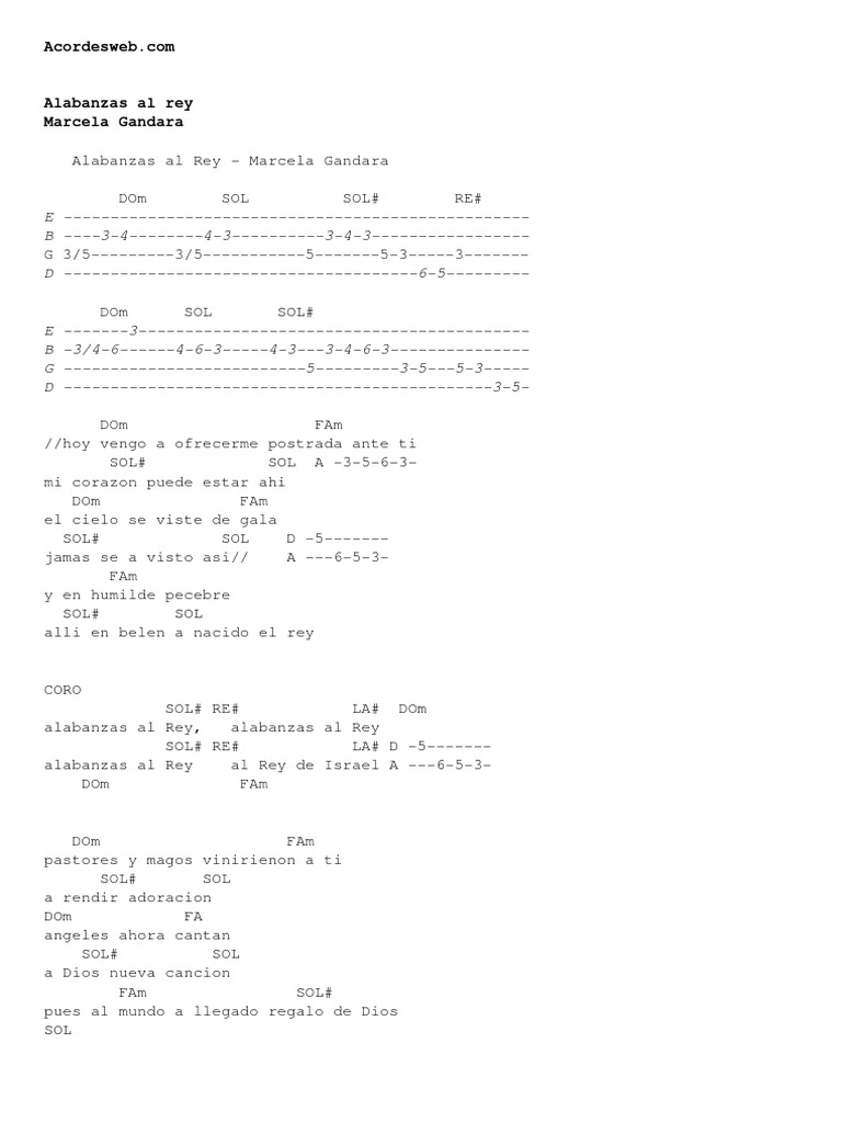 Alabanzas Al Rey Marcela Gandara Acordesweb Com | PDF
