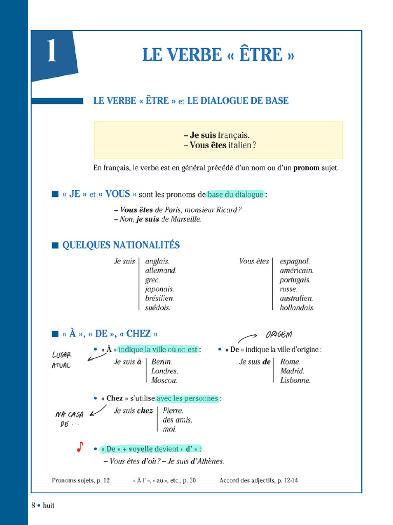 Réponse - Grammaire Intermédiaire - Verbe ÊTRE | PDF