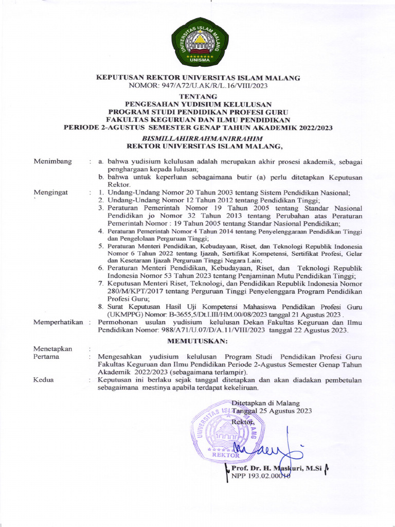 SK Yudisium 32023 | PDF