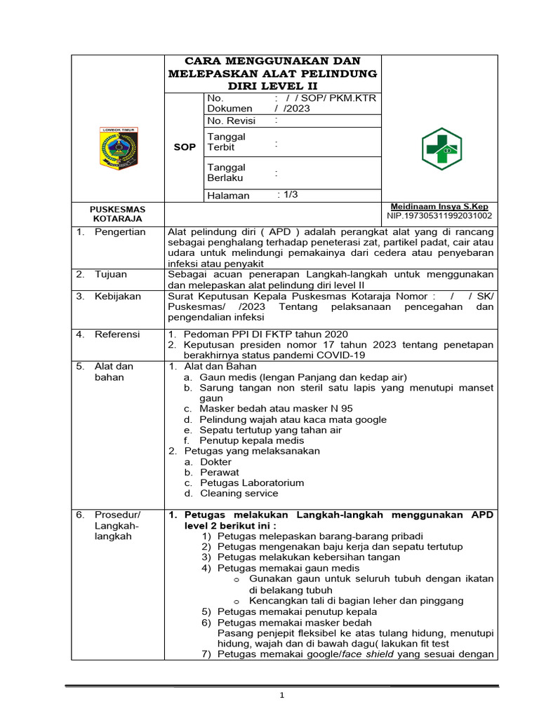Sop Apd Level 2 2023 Vera | PDF