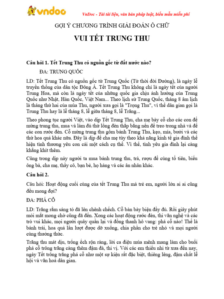 Tro Choi Doan o Chu Chu de Trung Thu | PDF