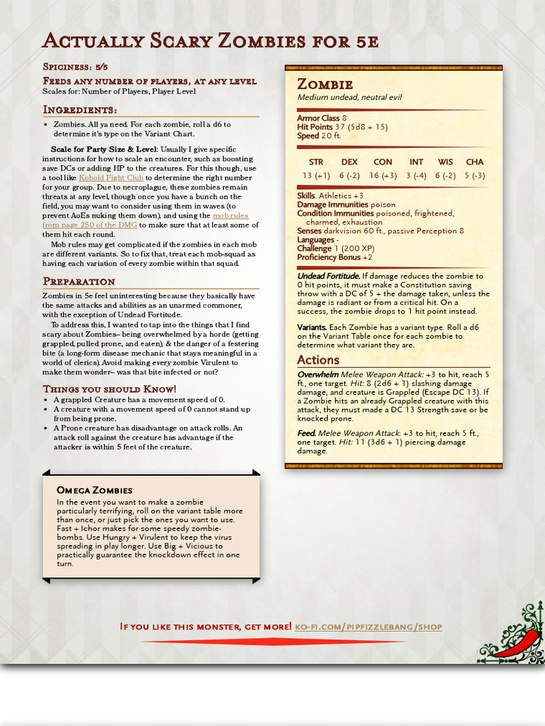 Scary Zombie Variants for 5e | PDF | Zombies