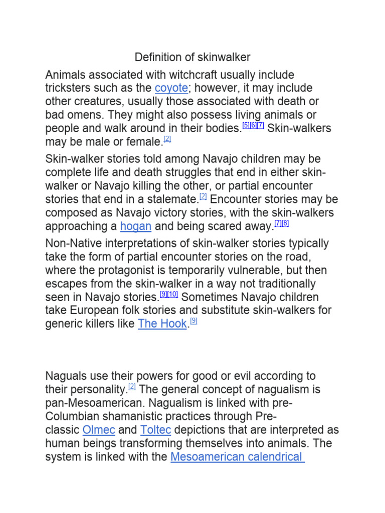 Definition of Skinwalker | PDF