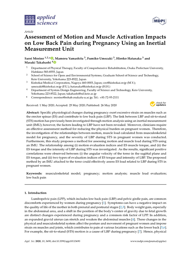 Assessment of Motion and Muscle Activation Impacts On Low Back Pain During Pregnancy Using An ...