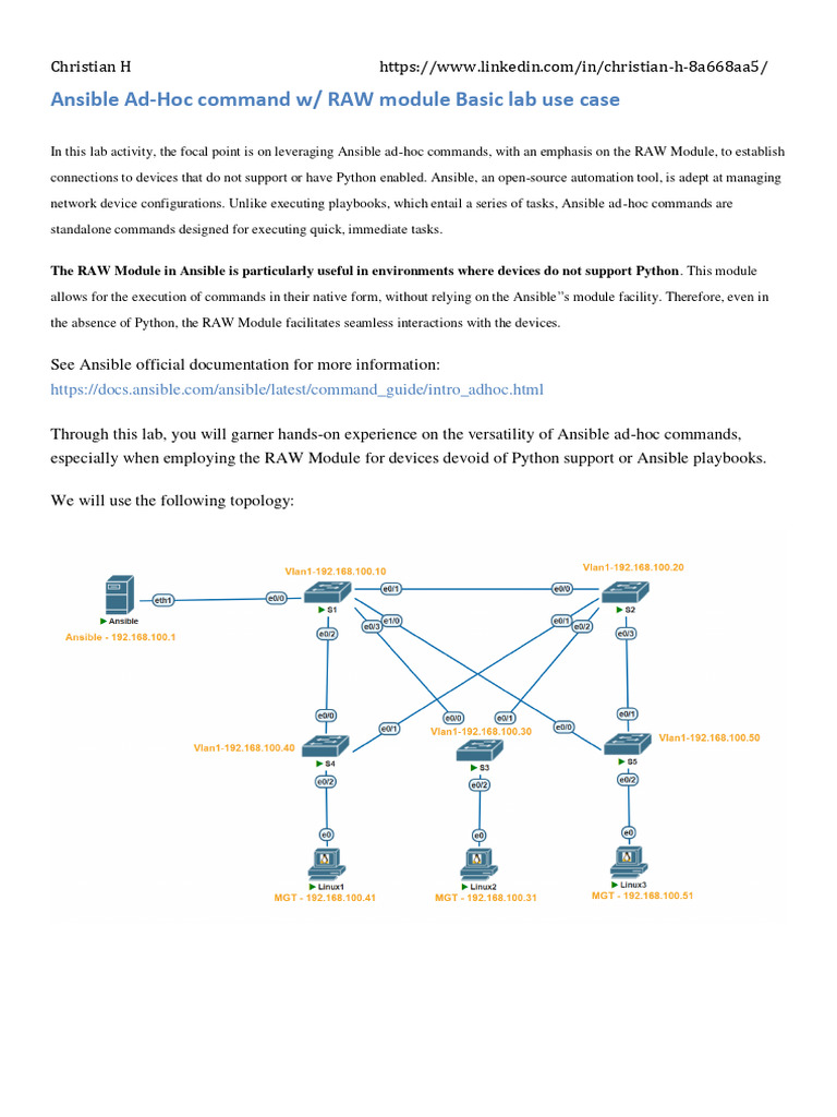 Ansible Ad Hoc Commands Lab Guide With RAW Module 1704011008 | PDF | Command Line Interface ...