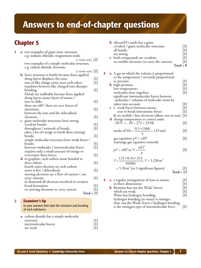 Ans - Eoc - 05 (A Level CIE) | PDF | Chemical Bond | Molecules