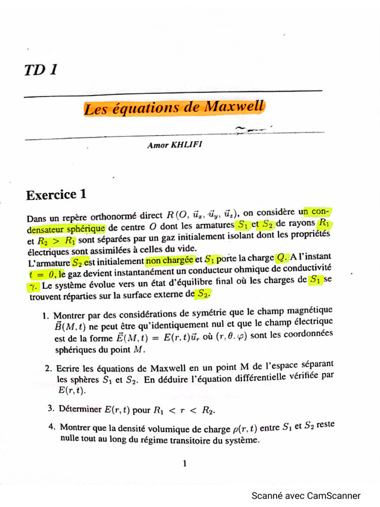 TD1 Équation de Maxwell | PDF