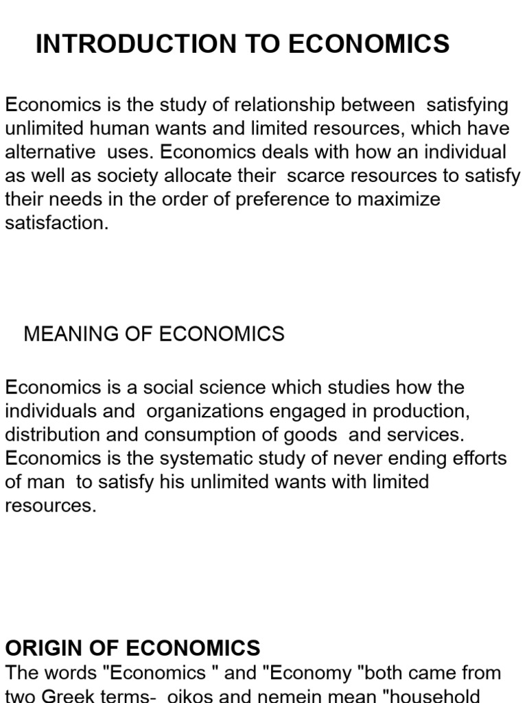 Introduction To Economics | PDF | Microeconomics | Economics