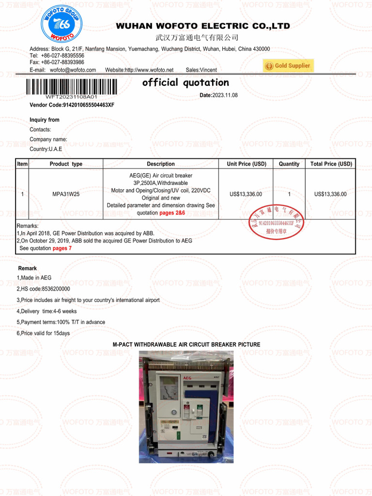 AEG (GE) Official Quotation | PDF