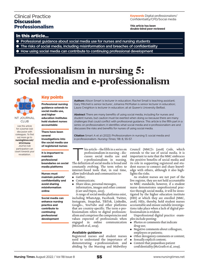 Professionalism in Nursing 5 - Social Media and E-Professionalism | PDF ...