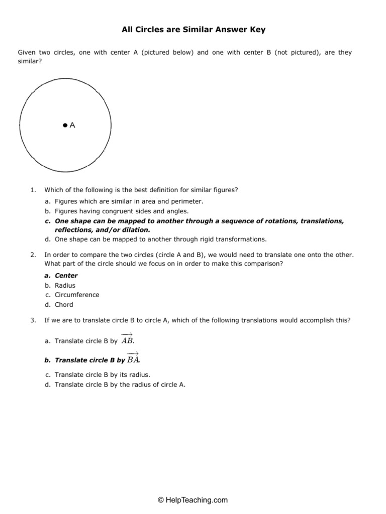 All Circles Are Similar Key | PDF | Circle | Shape
