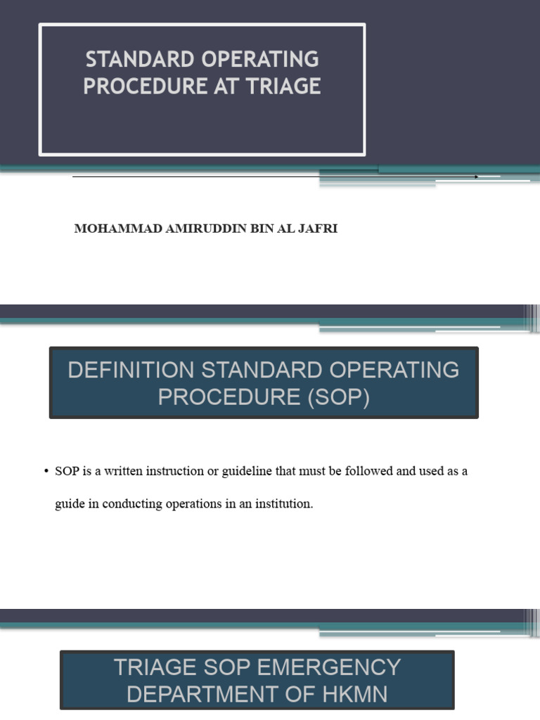 Triage Standard Operating Procedure | PDF | Emergency Department ...