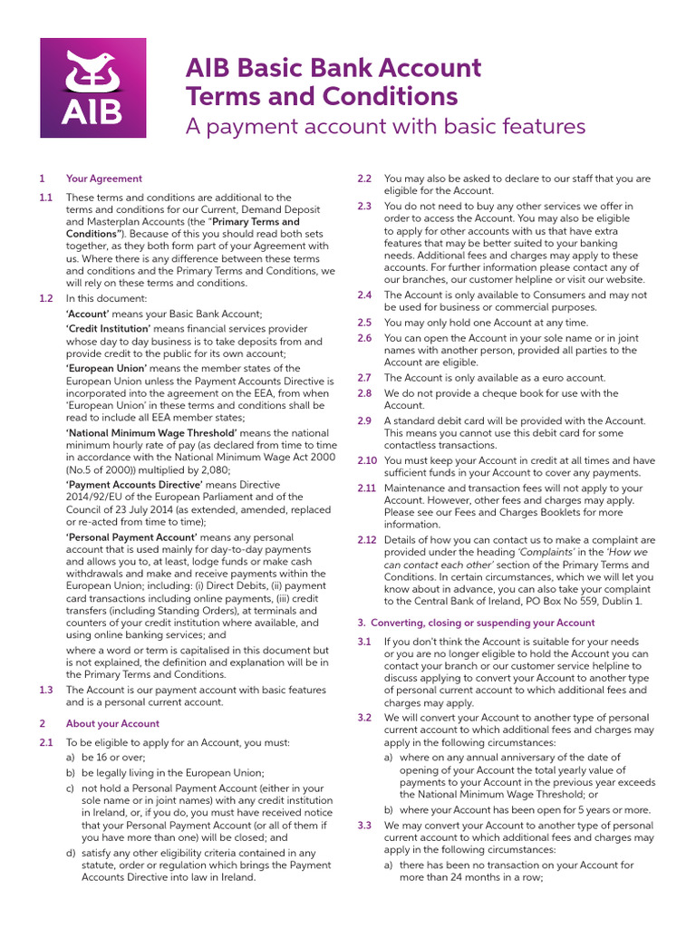 Basic Bank Account Terms and Conditions | PDF | Payments | Credit Card
