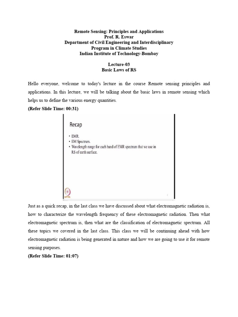 Lec 3 | PDF | Infrared | Electromagnetic Radiation
