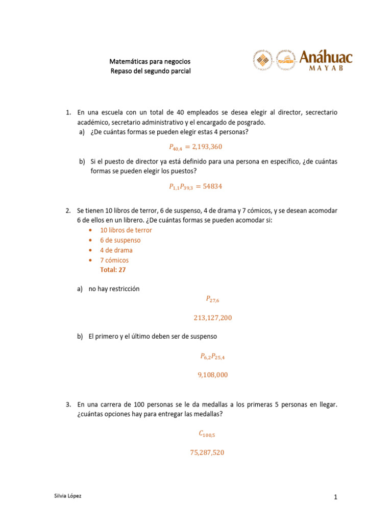 Repaso Del Segundo Parcial - Sol | PDF