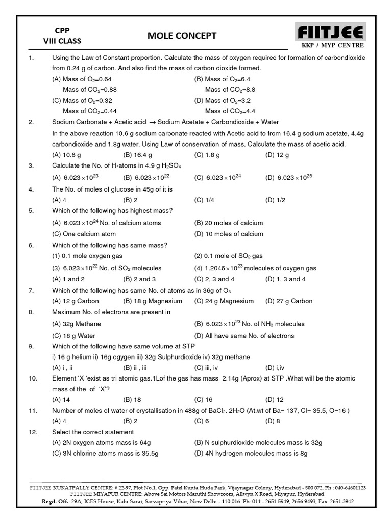 Mole Concept - CPP | PDF