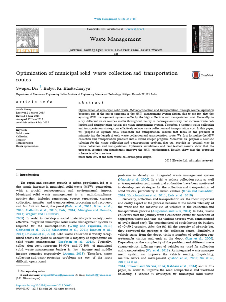 Municipal Waste Route Optimization | PDF | Municipal Solid Waste ...