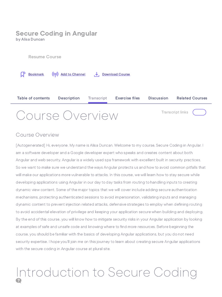 Secure Coding in Angular | PDF | Security | Computer Security