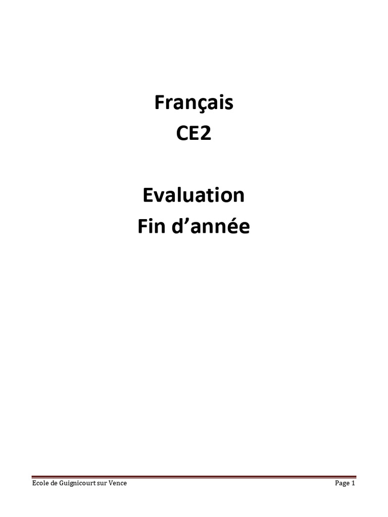 Évaluation de fin d'année CE2 Français | PDF