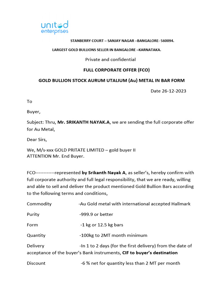 Gold Bullion Offer-FCO - II | PDF